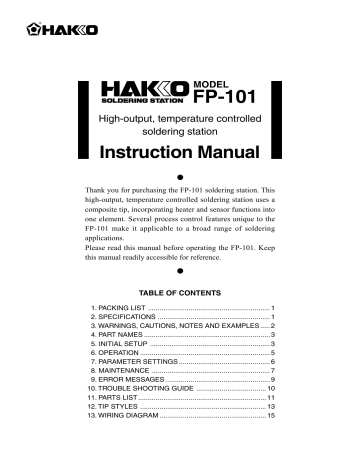 Hakko FP-101 Instruction manual | Manualzz