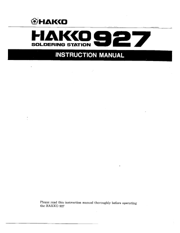 Hakko 927 Instruction manual | Manualzz