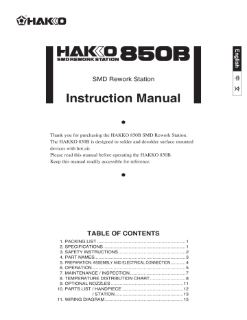 Hakko 850B instruction manual | Manualzz