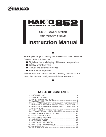 Hakko 852 Instruction manual | Manualzz
