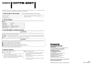 Hakko FM-2027 Instruction manual | Manualzz