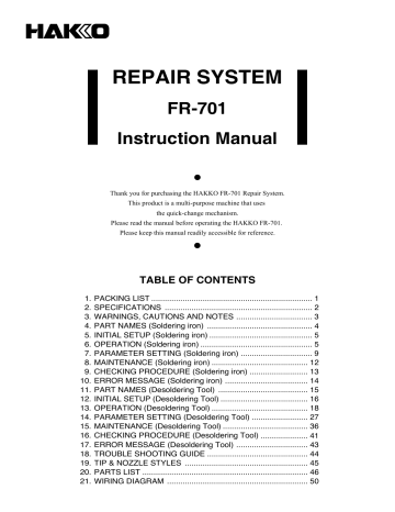 Hakko FR-701 Instruction manual | Manualzz