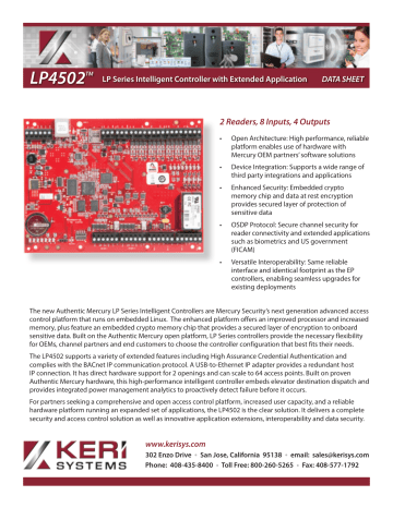 Keri LP4502 Controller Product sheet | Manualzz