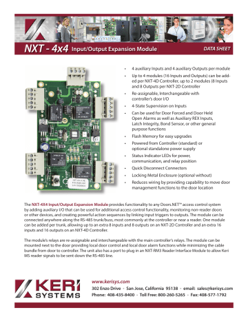 Keri NXT 4×4 Expansion Module Product sheet | Manualzz