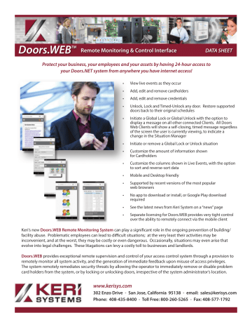 Keri Doors.WEB™ Product sheet | Manualzz