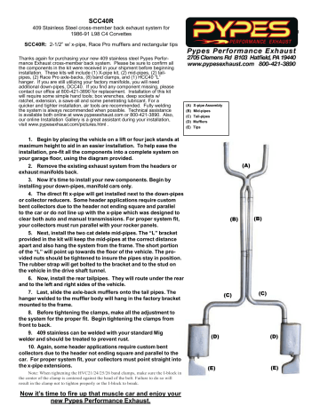 Pypes Performance Exhaust SCC40R Installation Instructions | Manualzz