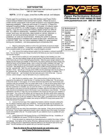 Pypes Performance Exhaust SGF70 Installation Instructions | Manualzz