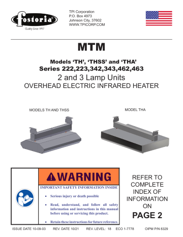 TPI TH THSS Series Instructions Manual | Manualzz