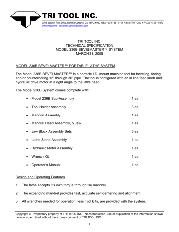 Tri Tool 236B Specification | Manualzz