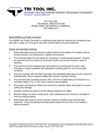 Tri Tool 608SB Specification | Manualzz