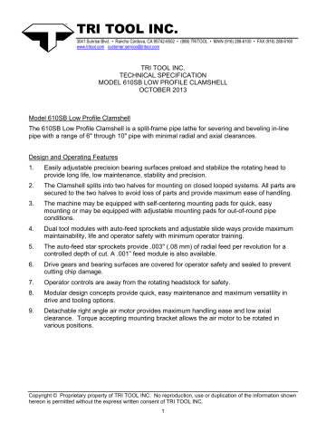 Tri Tool 610SB Specification | Manualzz