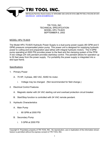 Tri Tool 75-60/5 Specification | Manualzz