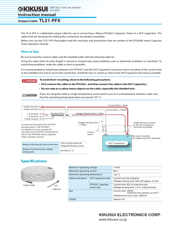 Kikusui TL21-PFX Output cable 5a 7m Operation Manual | Manualzz