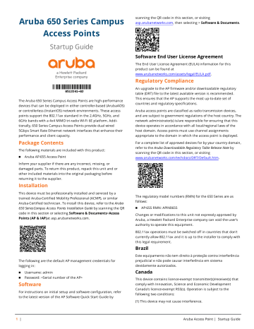 Aruba AP-655 Access Point User Guide | Manualzz