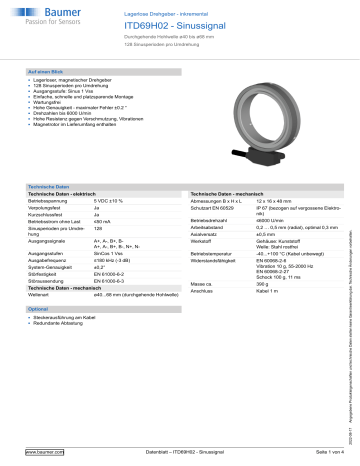 Baumer ITD69H02 - Sine signal Encoder Datenblatt | Manualzz