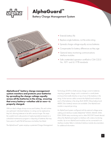 Alpha AlphaGuard Datasheet | Manualzz