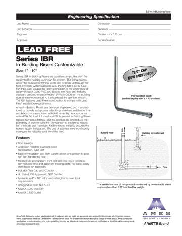 Ames Fire & Waterworks IBR Specification Sheet | Manualzz