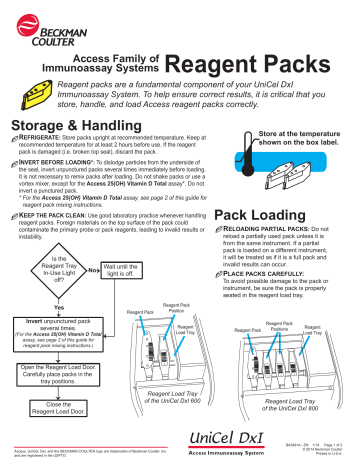 Beckman Coulter UniCel DxI Reagent Pack Handling Owner's Manual | Manualzz