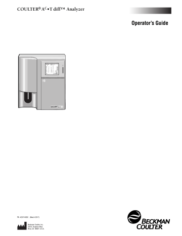 Beckman Coulter COULTER AcT diff Analyzer Operators Guide | Manualzz