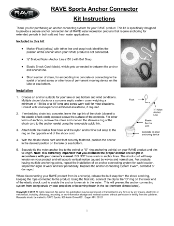RAVE Sports Anchor Connector Kit Product Manual | Manualzz