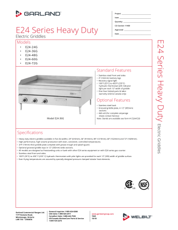 Garland E24 Series Heavy Duty Counter Griddles Specification | Manualzz