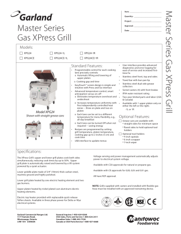 Garland Master Series Xpress Grill Specification | Manualzz