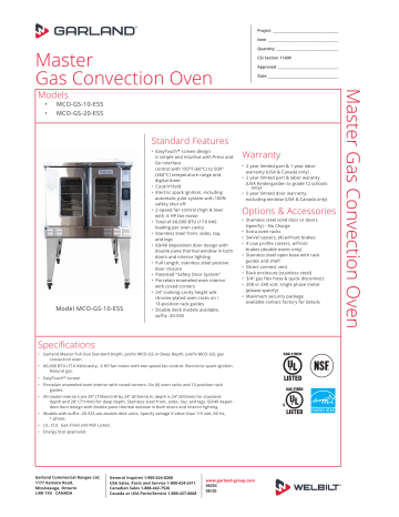 Garland MCO-GS/GD-10/20-ESS Specification | Manualzz