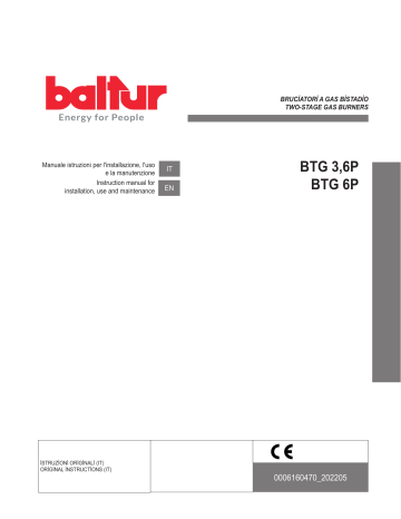 Baltur BTG 3,6 P 50-60Hz Burner Use and Maintenance Manual | Manualzz