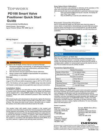 TopWorx PD100 Smart Valve Positioner Quick Start Guide | Manualzz