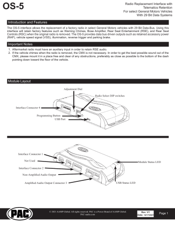PAC OS-5 Radio Replacement Interface Instruction Manual | Manualzz