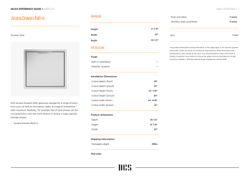 DCS ADR2-24 Access Drawers Built-in Quick Reference Guide | Manualzz
