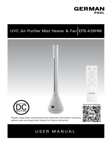 German Pool EFB-426HM UVC Mist Heater & Fan User manual | Manualzz