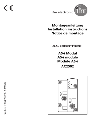 IFM AC2502 AS-Interface ClassicLine module Installation Instructions ...