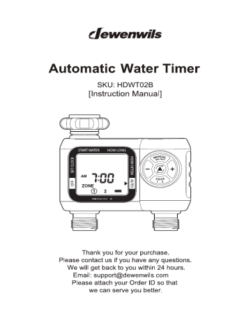 Dewenwils HDWT02B Water Sprinkler Timer Instruction manual | Manualzz