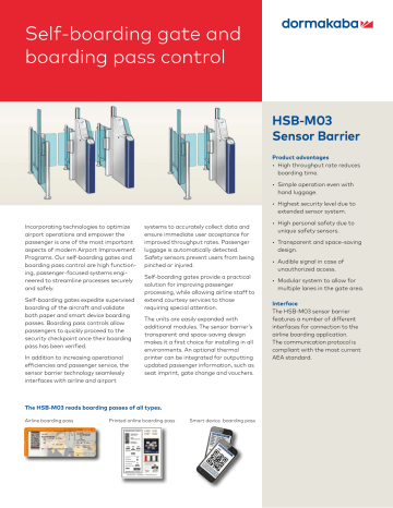 Dormakaba Automated Boarding Pass Control Specification | Manualzz