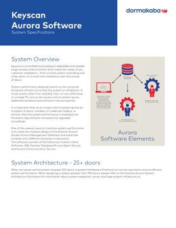 Dormakaba Keyscan Aurora Control Software Specifications | Manualzz