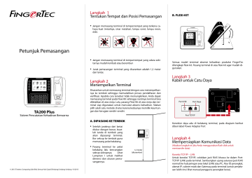 FingerTec TA200 Plus Petunjuk pemasangan | Manualzz