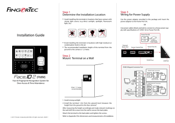 FingerTec Face ID 2 Installation Guide | Manualzz
