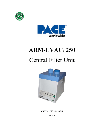 Pace Arm-Evac 250 Fume Extractor Manual | Manualzz
