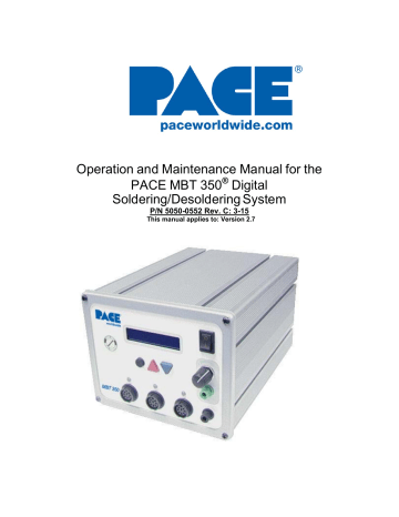 Pace MBT 350 Multi-Channel Rework Station Manual | Manualzz
