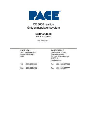Pace XR 3000 Användarmanual | Manualzz