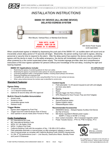 SDC S6000-101 Series Installation Instructions | Manualzz