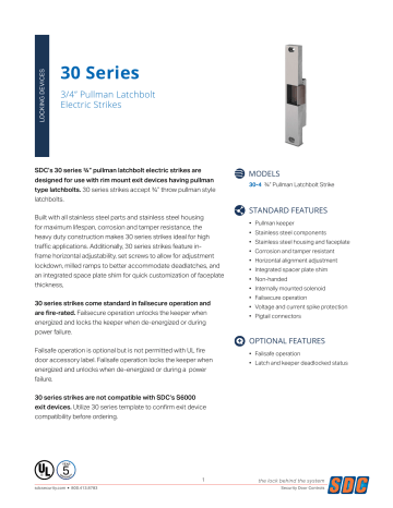 SDC 30 Series Product sheet | Manualzz