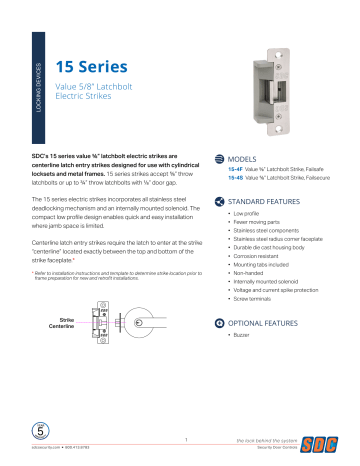 SDC 15 Series Product sheet | Manualzz