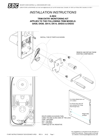 SDC K-REX Trim REX Monitoring Kit Installation Instructions | Manualzz