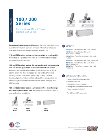 SDC 110 / 210 Series Product sheet | Manualzz