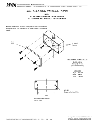 SDC D15-1 AA Product sheet | Manualzz