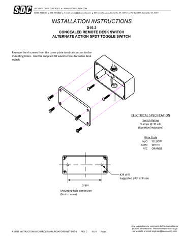 SDC D15-3 AA Product sheet | Manualzz