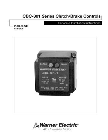 Warner Electric CBC-801 Series Service Manual | Manualzz