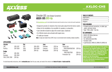 Axxess AXLOC-CH5 Installation Instructions | Manualzz